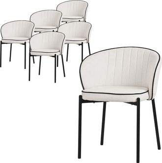 ML Design ML-Design Esszimmerst&uuml;hle 6er Set Beige, K&uuml;chenst&uuml;hle mit Stoffbezug und Metallbeinen, Wohnzimmerstuhl mit R&uuml;ckenlehne, Polsterst&uuml;hle f&uuml;r Esszimmer & 