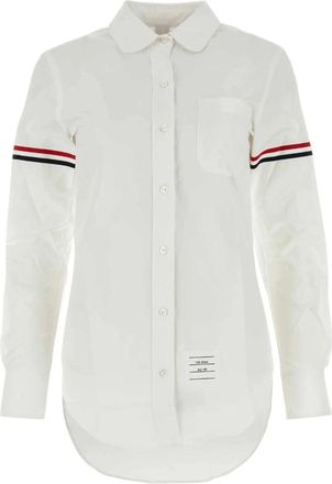 Thom Browne Femme, Blouses et Chemises, Blanc, Taille: 36 FR RWB Stripe Long Sleeve Shirt