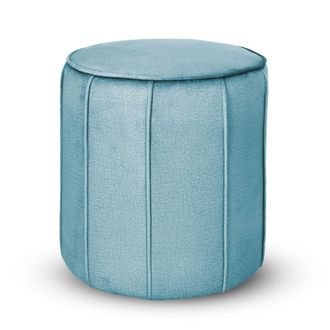 MG Design Runder Sitzhocker 42 x 45,5 cm in Blau mit Ziern&auml;hten - Gepolsterter Polsterhocker mit F&uuml;&szlig;en f&uuml;r Wohnzimmer oder Schlafzimmer
