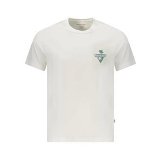 Guess Homme, Tops, Blanc, Taille: M T-shirt Blanc en Coton avec Logo Imprim&eacute;