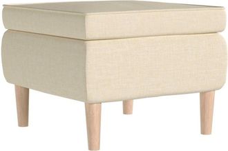 vidaXL Hocker mit Holzbeinen Creme Stoff Vidaxl