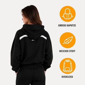 Smilodox Hoodie Ardea Damen, Fila, Pullover mit Kapuze, Oversize, Baumwolle FILA Kollaboration, Color Block, Cropped, Urban Style, Gym & Sport