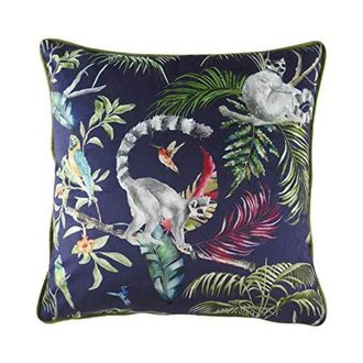 Riva Paoletti Evans Lichfield Jungle Lemur Kissen, Polyester, gefüllt, 43 x 43 cm, Blau