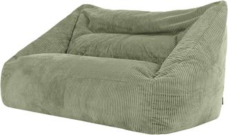 Icon Brand Cecilia Sitzsack Sofa, Salbeigr&uuml;n, Flauschiger Cord Stoff, 2 Sitzer Sofa f&uuml;r Erwachsene, Riesensitzsack mit F&uuml;llung, Bequemer Sessel, Lounge, Wohnzimm