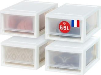 Iris Iris Ohyama, Tiroir de rangement, Commode de chambre, Tour de rangement plastique bureau, Lot de 4, pour Bureau, Garage, Chambre &agrave; coucher, Sans BPA, 