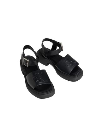 Calvin Klein Plateausandaletten CALVIN KLEIN CHUNKY SANDAL LTH MG, Damen, Gr. 37, schwarz, Leder, unifarben, Basic, Schuhe, Sommerschuh, Sandale, Blockabsatz, mit 