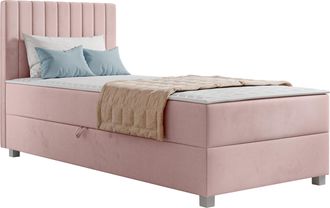 Mirjan24 Boxspringbett Verolew mit Bettkasten, Silberne Fuß, Continentalbett, Polsterbett, Bonell-Matratze, Topper, Amerikanisches Bett (Manila 09, 90 x 200 cm