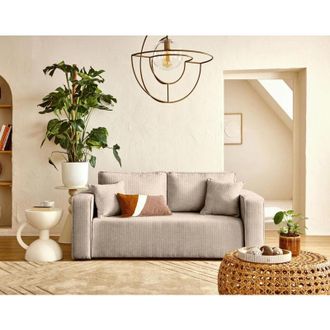 Best Mobilier Bestmobilier - Topaze - 2-sitzer einzelsofa aus cordstoff sch&uuml;ssel - beige