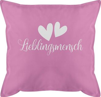Shirtracer Kissen 50x50 - Valentinstag Partner Ideen - Lieblingsmensch - 50 x 50 cm - Pink - partnerkissen p&auml;rchen geschenke walentinstag paare motivkissen partn