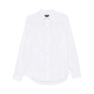 Emporio Armani Button Leinenhemd - - Shirts - Herren - Wei&szlig; - S