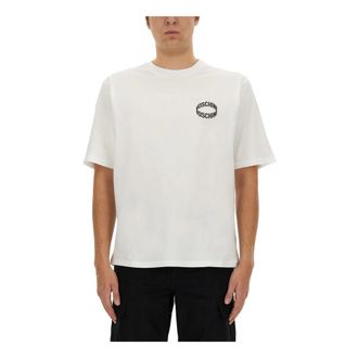 Moschino Loop Logo Printed Jersey T-Shirt - Homme - Tops - Blanc - Taille: XL