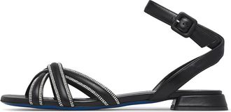 Loriblu Femme, Chaussures, Noir, Taille: 39 EU Sandales Plates en Cuir Nappa &agrave; Brides