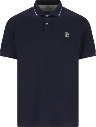 Brunello Cucinelli Homme, Tops, Bleu, Taille: M Polo en coton avec logo