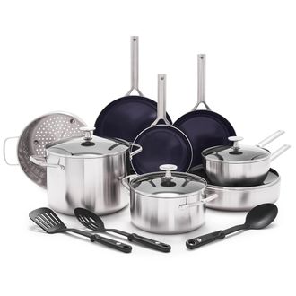 Blue Diamond Triple Steel Kochgeschirr-Set mit Antihaftbeschichtung, 15-teilig, Silber