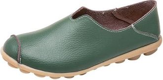 Generic Mocassins pour femmes, mocassins décontractés à enfiler en cuir confortables à tige basse, chaussures légères à bout rond, chaussures de travail à tal