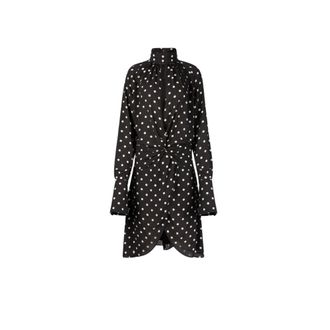 Nina Ricci Punkte High Neck Midi Kleid - - Dresses - Damen - Schwarzk - M