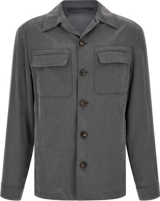 Pal Zileri Homme, Chemises, Gris, Taille: M Effortless Lyocell Capsule Overshirt