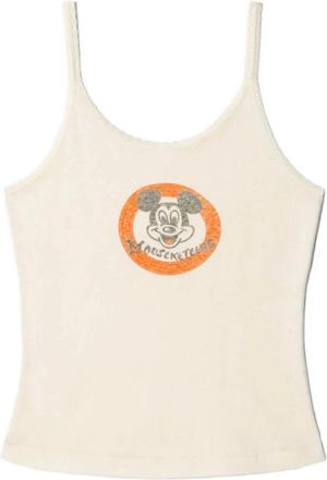 Re/Done Femme, Tops, Beige, Taille: 36 FR Top &agrave; bordure en dentelle