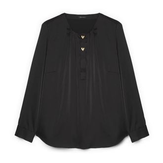 Fiorella Rubino Satinbluse mit herzf&ouml;rmigen Kn&ouml;pfen - - Blouses & Shirts - Damen - Schwarzk - XL