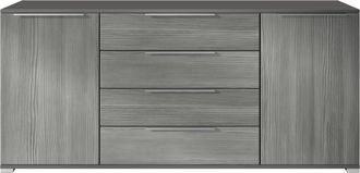 Vladon Sideboard Linio V2 - Moderne Kommode mit 2 Türen & 4 Schubladen, Anthrazit matt/Avola-Anthrazit, 166,5 x 72,5 x 35 cm (BxHxT) - Beistellschrank Anrich