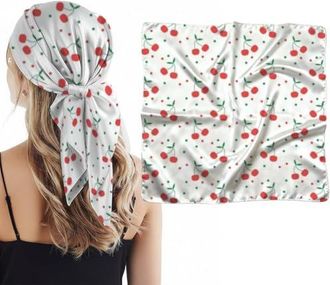 Generic Bandana rouge cerise en soie pour dormir, &eacute;charpe &agrave; col carr&eacute;, accessoires de cowboy pour femme, Rouge cerise, 28 &times; 28 inch