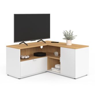 IDMarket Mobile Tv Angolare Baltazar 90 X 90 Cm In Faggio E Bianco