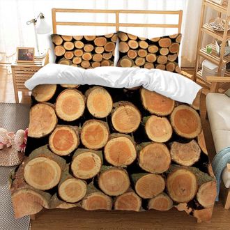 Generic Bettw&auml;sche 155x220 Holzmuster Bettbezug 3D Druck Holz Bettbez&uuml;ge Kuschelig Weich Mikrofaser Deckenbezug 155x220 cm mit Rei&szlig;verschluss + 2 Kissenbez&uuml;ge