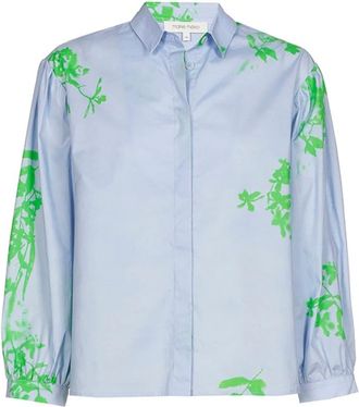 Marie M&eacute;ro Femme, Blouses et Chemises, Bleu, Taille: 50 FR Chemise &agrave; fleurs