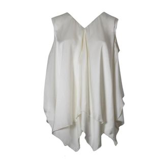 High Schicht&auml;rmelloses Top mit SWAROSKI-Detail - - Tops - Damen - Wei&szlig; - M