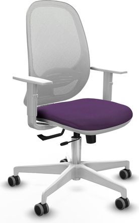 Piqueras y Crespo Schreibtischstuhl mit wei&szlig;en Armlehnen, h&ouml;henverstellbare Lendenwirbelst&uuml;tze, ausgestattet mit Syncro/Traslack und Schneideschaum, Wei&szlig;/Violett