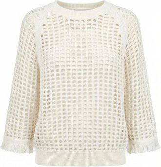 PESERICO Femme, Pulls, Blanc, Taille: 42 FR Pull Cordonnet &agrave; Sequins