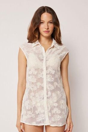 Calzedonia Hemdbluse Aus Spitze Wei&szlig;