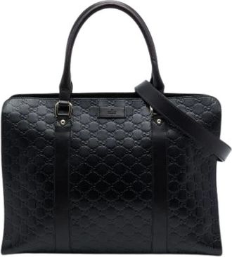 Gucci Pre-owned Serviette en cuir de veau gaufr&eacute; - Femme - Pre-owned - Noir - Taille: ONE Size