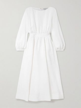 Gabriela Hearst Ahmose Gerafftes Maxikleid Aus Leinen Mit Aloe Vera - Wei&szlig;