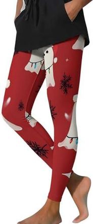Generic Leggings de No&euml;l pour femmes taille haute pantalon de yoga long motif de No&euml;l mignon leggings d&eacute;contract&eacute;s leggings de compression femmes 2, rouge, XX