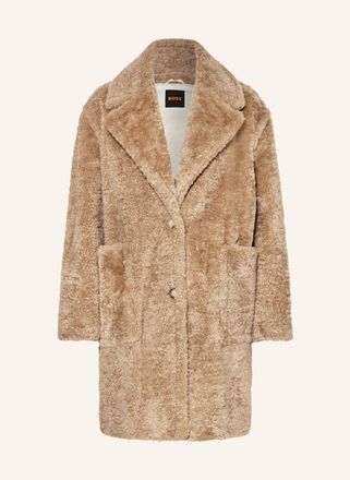 HUGO BOSS Teddyfell-Mantel Catedy braun