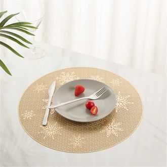Railonch Platzdeckchen Weihnachten set, Rund Schneeflocken Platzset Abwaschbar Tischsets Weihnachten, Weihnachts Tischsets PVC tischmatte f&uuml;r Weihnachten Deko 
