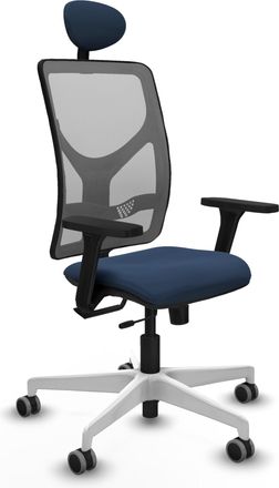 Piqueras y Crespo B&uuml;rostuhl mit 3D-Armlehnen, h&ouml;henverstellbarer Lendenwirbelst&uuml;tze und festem Kopfteil, ausgestattet mit Syncro/Traslack und Schneideschaum, Grau/Marin