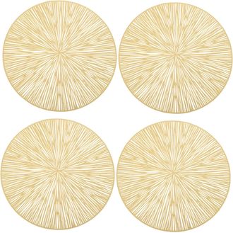 Cabilock 4 Stück Hohle Dekorative Tischsets aus Hitzebeständig und Abwaschbar Goldfarbene Platzmatten für Esstisch Geeignet für Party und Heimdekor