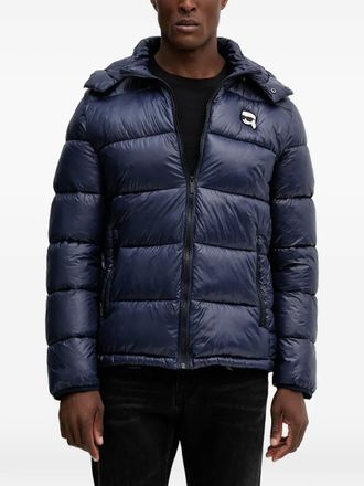 Karl Lagerfeld Gefütterte Kapuzenjacke mit Logo-Patch - Blau