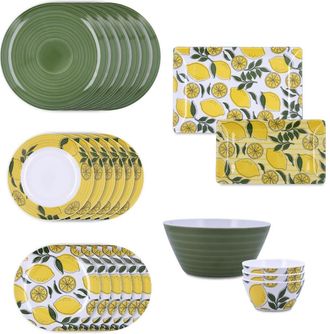 Quid Sicilia Melamin-Geschirr, 24-teilig, für 6 Personen, Melamin, nicht mikrowellengeeignet, 100 % Melamin