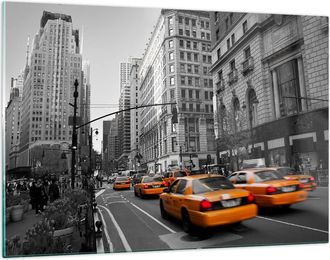 Arttor Wandbilder Dekoration Wohnzimmer Amerika New York City Stra&szlig;e Bilder auf Glas 120x80cm Glasbild Schlafzimmer K&uuml;che Deko Wand Kunstdruck Art Gro&szlig; XXL W