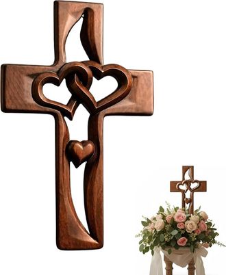 Generic Ehe Wandkreuz | Handgefertigte Studienzimmerdekoration,Holzkreuz Wohnkultur - F&uuml;r Brautpaare Haus Wohnung Eingang Schlafzimmer Studie Esszimmer Hochze