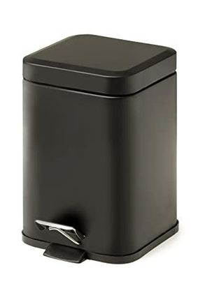 Gedy | Argenta quadratischer Badezimmerkorb aus Edelstahl, Schwarz, Fassungsvermögen 3 Liter, Maße 16, 5 x 21,5 x 25 cm und Gewicht 0,76 kg