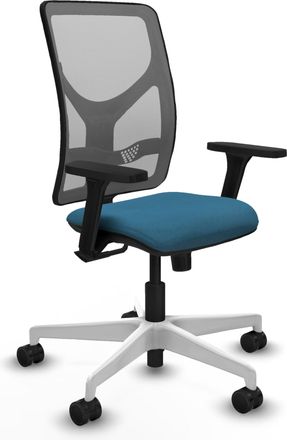 Piqueras y Crespo Stuhl mit Lendenwirbelst&uuml;tze, mit 3D-Armlehnen, ausgestattet mit 3-fach Sincro und Schneideschaum, mit Rollen 65 mm, Nylon, Grau/Petrolgr&uuml;n