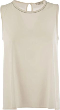 PESERICO Femme, Tops, Blanc, Taille: 42 FR Top en Cr&ecirc;pe de Chine de Soie Stretch