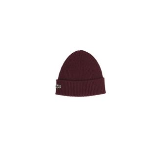 Lacoste Wollm&uuml;tze mit Logo auf der Vorderseite - - Accessories - Herren - Rot - ONE SIZE