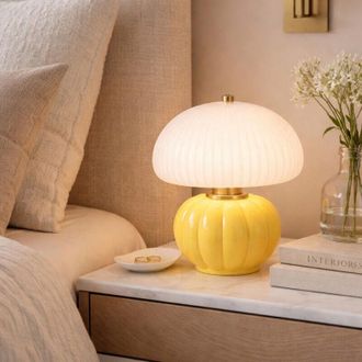 Millumine Lampe de chevet en verre jaune Madeleine
