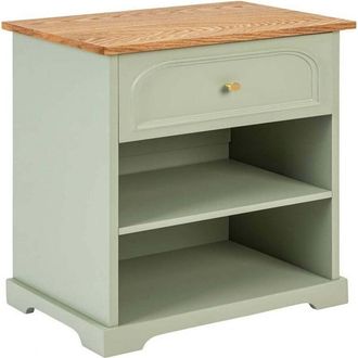 PEGANE Table de chevet avec un tiroir et deux &eacute;tag&egrave;res ouvertes, coloris Vert C&eacute;ladon - Longueur 45 x Profondeur 30 x Hauteur 67 cm