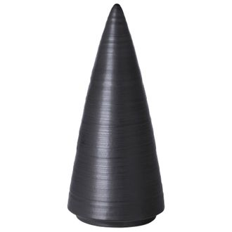 Fink Porzellan Deko-Tannenbaum 25 cm - schwarzer Weihnachtsbaum mit Matter Streifenstruktur - Elegantes Dekoelement als Tischdeko, Fensterbank-Deko oder Bl